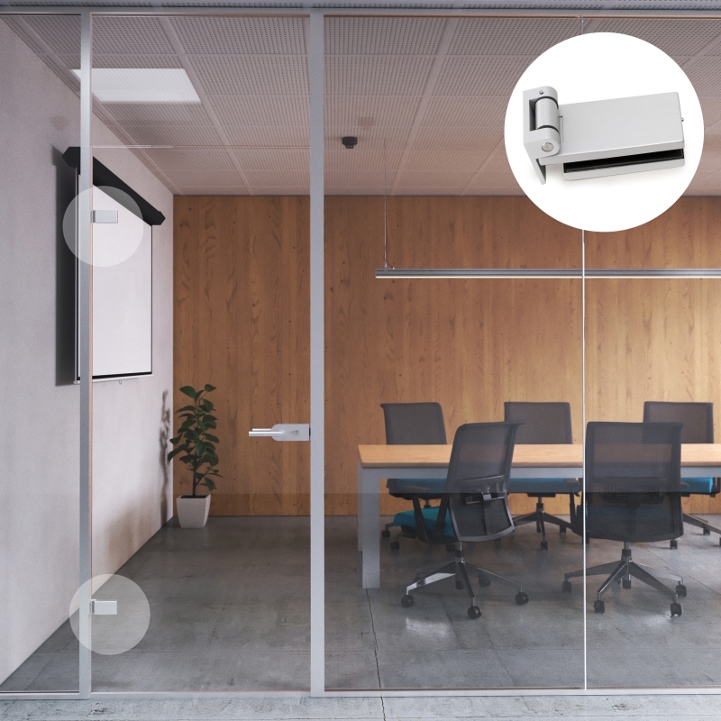 Emuca Cerniera per anta in vetro, cerniera orizzontale con forcella da ...